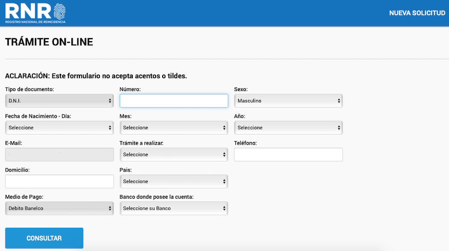 Antecedentes penales por Banelco 2024 (a distancia por código de pago)